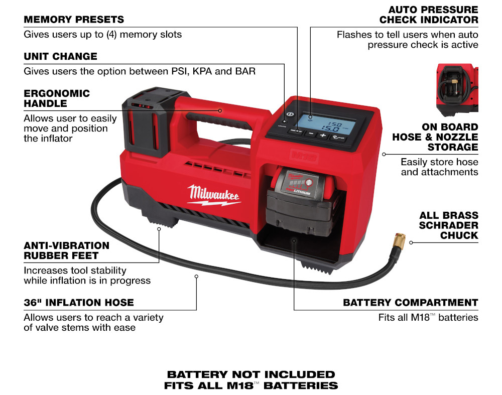 M18 Inflator (Tool Only) | Construction Fasteners and Tools